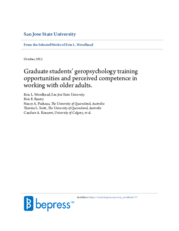 (PDF) Graduate students’ geropsychology training opportunities and ...