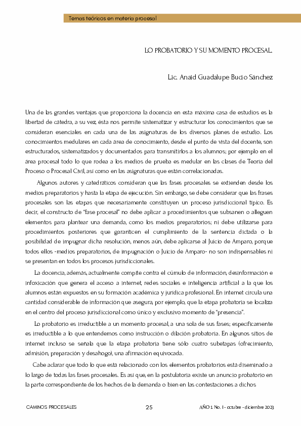 (PDF) Lo probatorio y su momento procesal. | ANAID GUADALUPE BUCIO ...