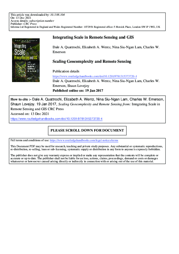 (PDF) Integrating Scale in Remote Sensing and GIS