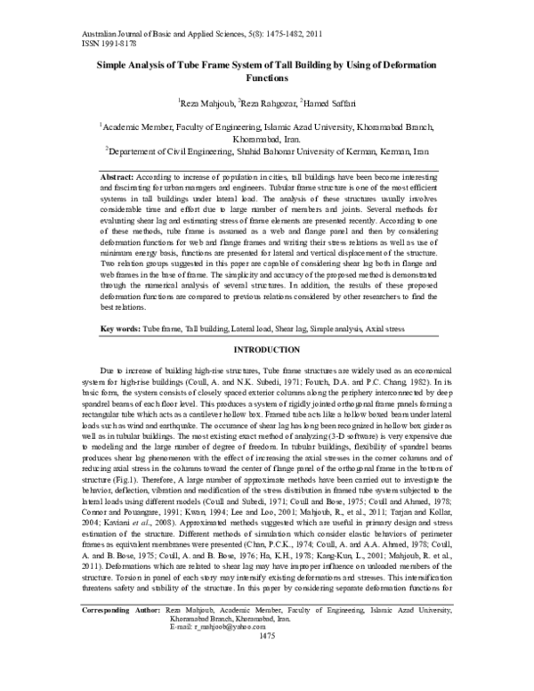 (PDF) Simple Analysis of Tube Frame System of Tall Building by Using of ...