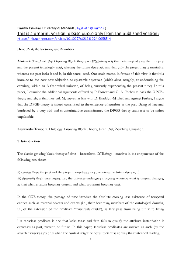 (PDF) Dead Past, Ad hocness, and Zombies