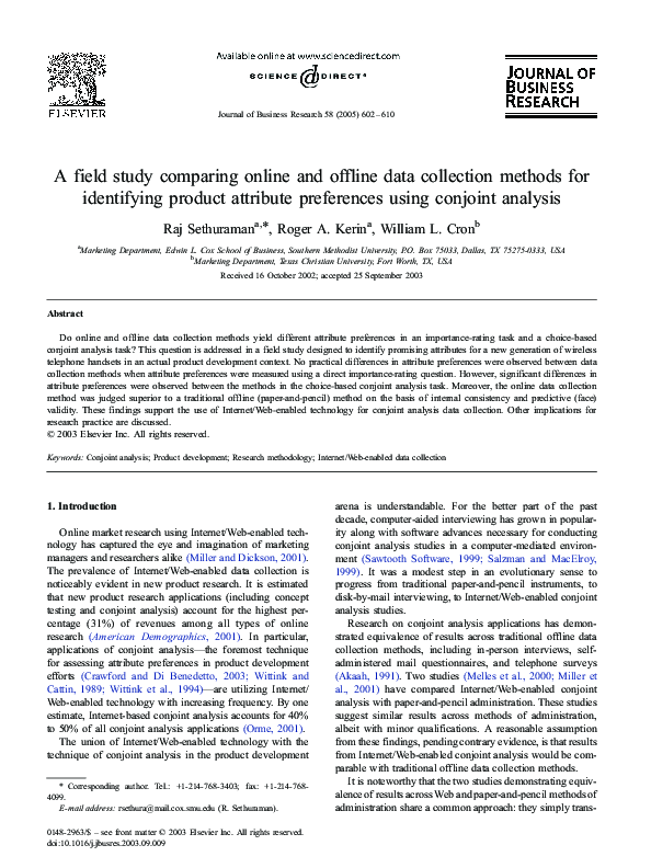 (PDF) A field study comparing online and offline data collection methods for identifying product ...
