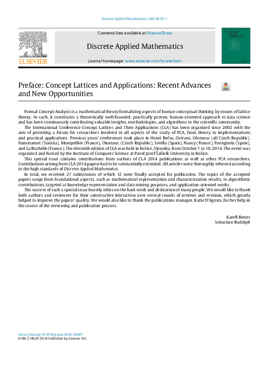 (PDF) Preface: Concept Lattices and Applications: Recent Advances and New Opportunities