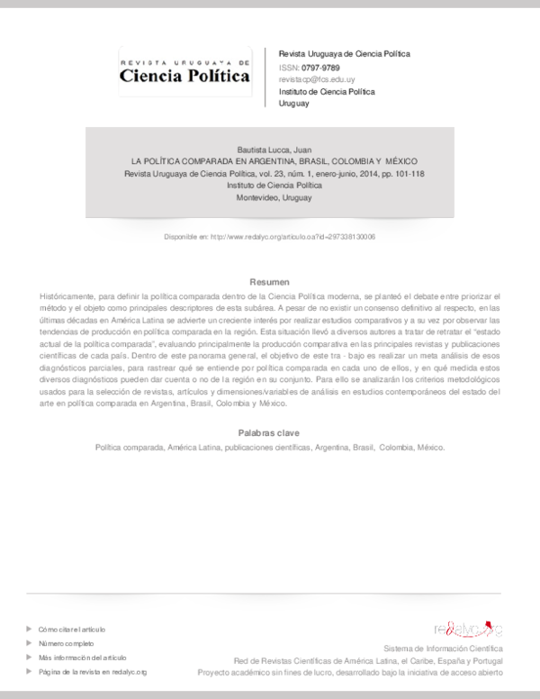 (PDF) La Política Comparada en Argentina, Brasil, Colombia y México ...