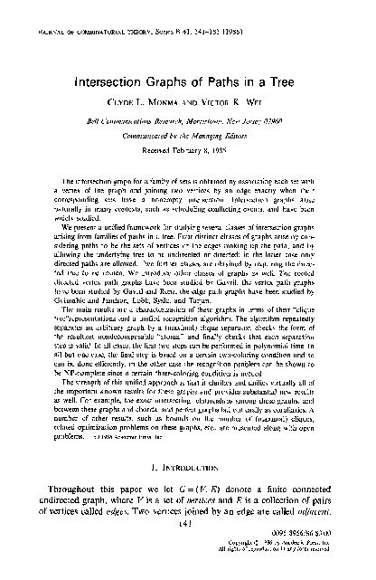 (PDF) Intersection graphs of paths in a tree
