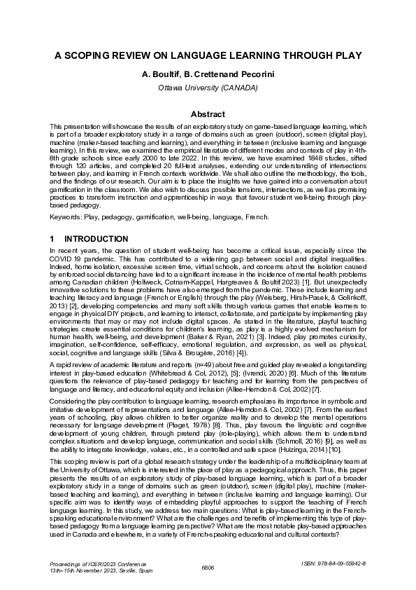 (PDF) A SCOPING REVIEW ON LANGUAGE LEARNING THROUGH PLAY