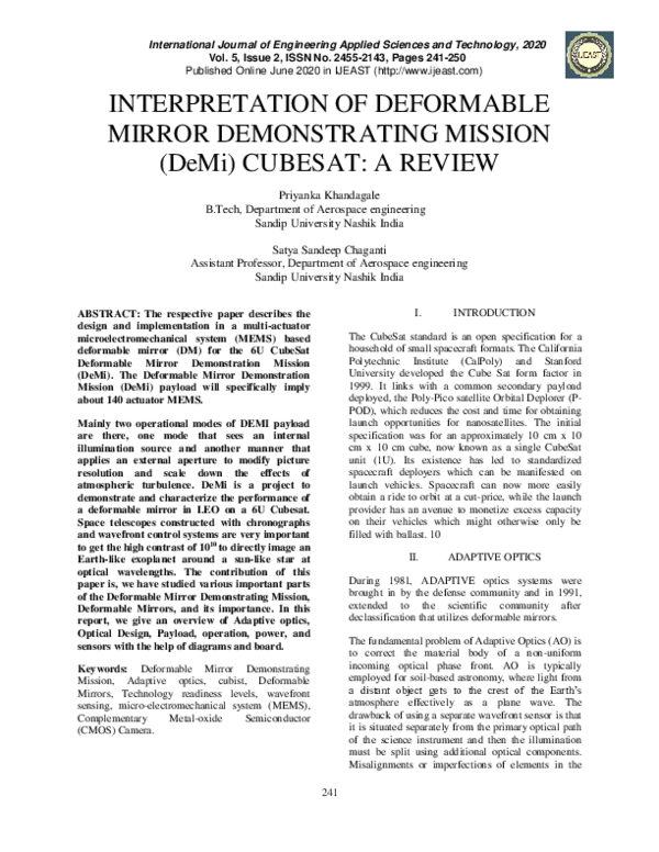 (PDF) INTERPRETATION OF DEFORMABLE MIRROR DEMONSTRATING MISSION (DeMi ...