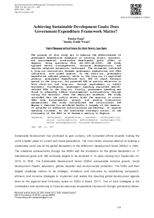 (PDF) Achieving Sustainable Development Goals: Does Government ...