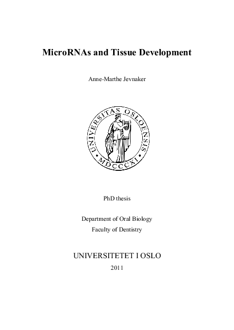 (PDF) MicroRNA expression profiling of the developing murine molar ...