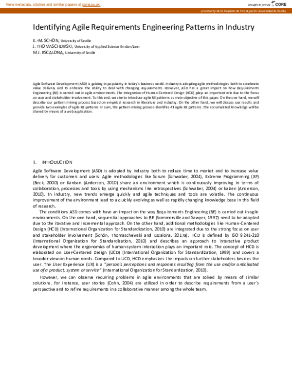 (PDF) Identifying Agile Requirements Engineering Patterns in Industry