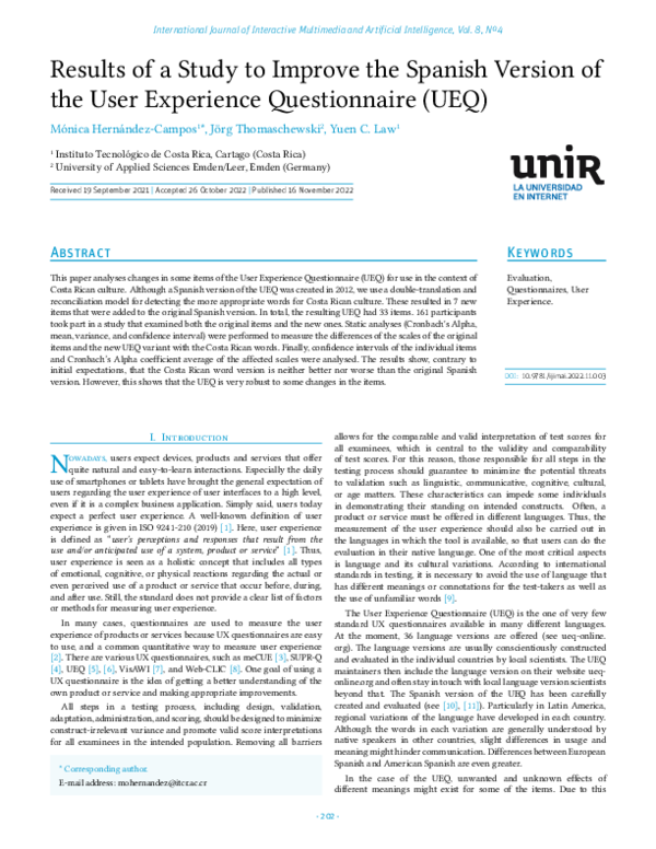 (PDF) Results of a Study to Improve the Spanish Version of the User ...
