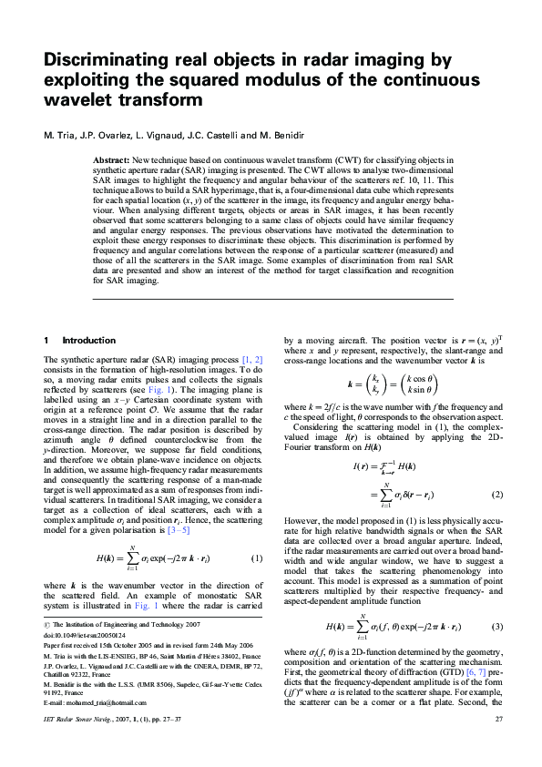 (PDF) Discriminating real objects in radar imaging by exploiting the squared modulus of the ...