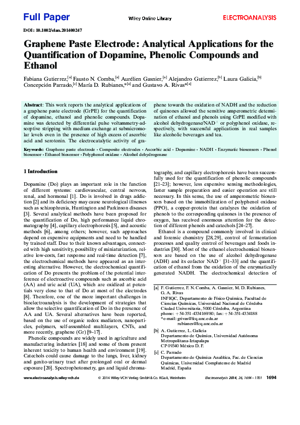 (PDF) Graphene Paste Electrode: Analytical Applications for the ...