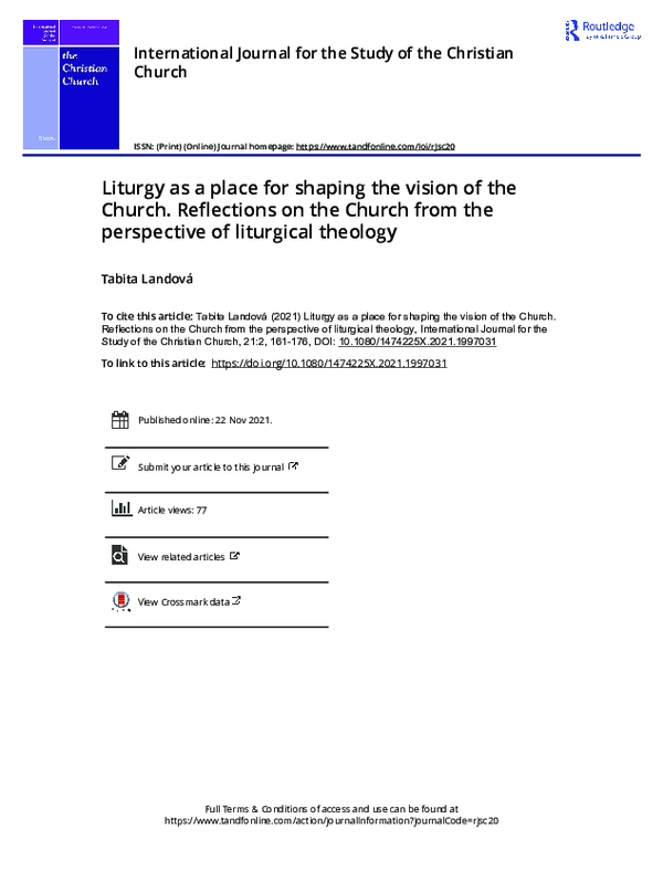 (PDF) Liturgy as a Place for Shaping the Vision of the Church ...