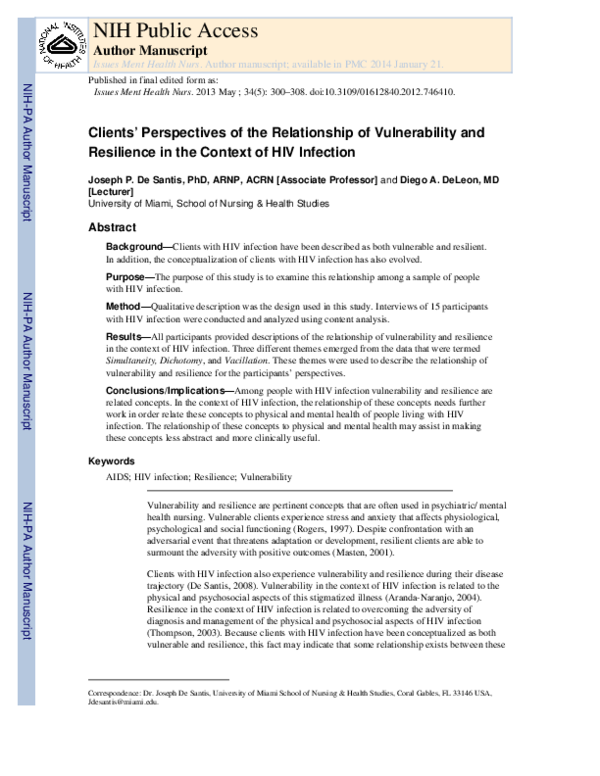 (PDF) Clients’ Perspectives of the Relationship of Vulnerability and ...