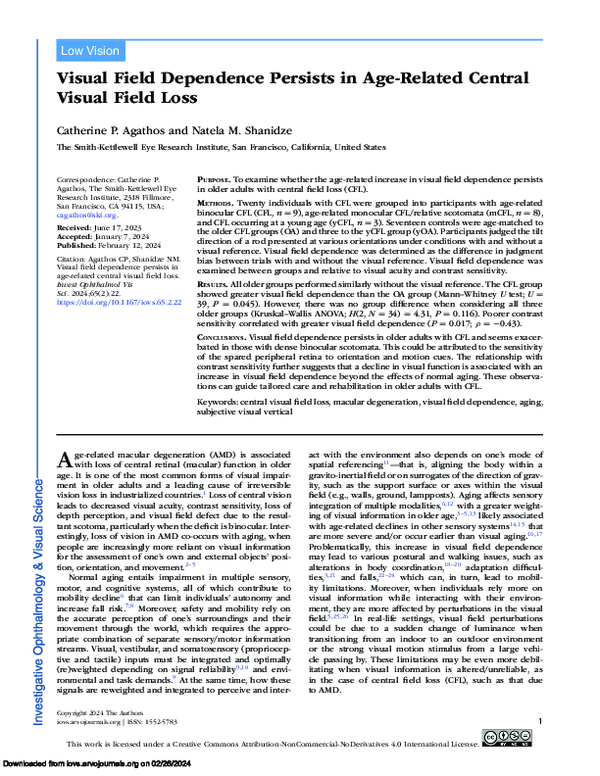 (PDF) Visual Field Dependence Persists in Age-Related Central Visual ...