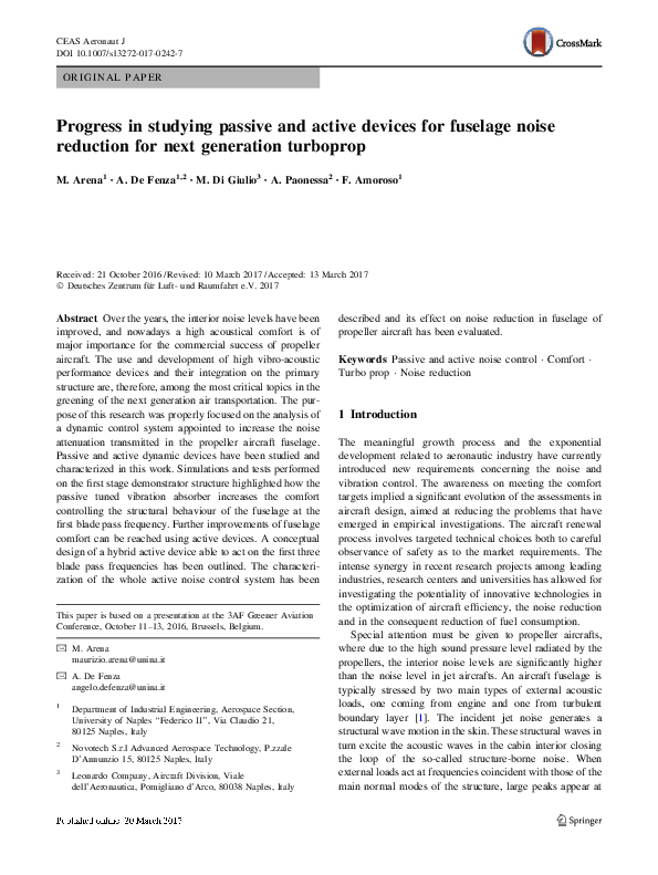 (PDF) Progress in studying passive and active devices for fuselage ...