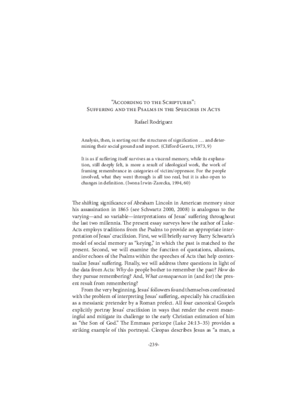 (PDF) "According to the Scriptures": Suffering and the Psalms in the ...