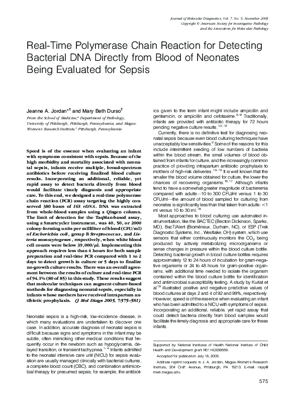 (PDF) Real-Time Polymerase Chain Reaction for Detecting Bacterial DNA ...