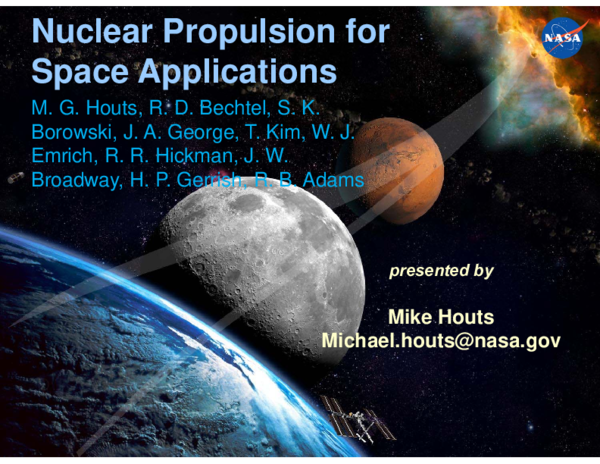 (PDF) Nuclear Propulsion for Space Applications