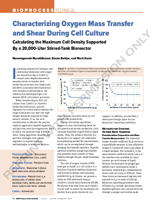 (PDF) Characterizing Oxygen Mass Transfer and Shear During Cell Culture ...