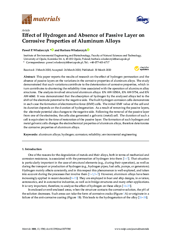 (PDF) Effect of Hydrogen and Absence of Passive Layer on Corrosive ...