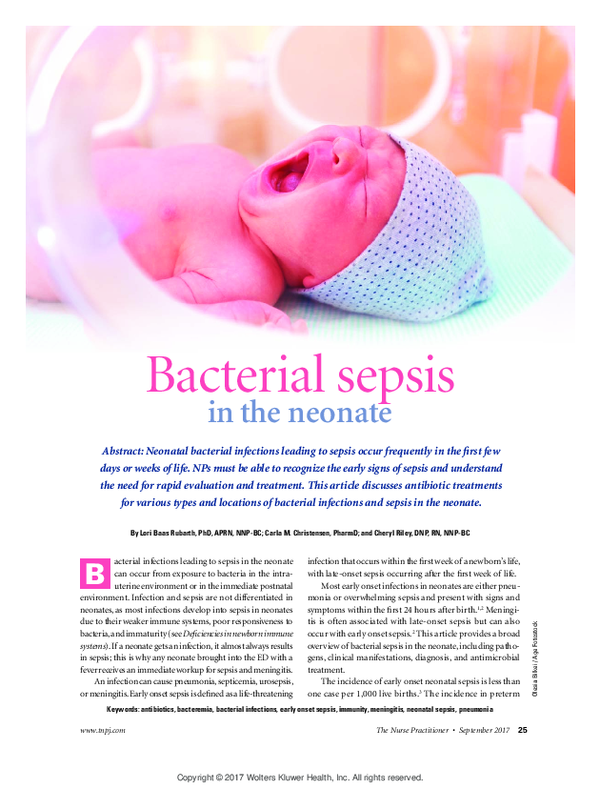 (PDF) Bacterial Sepsis in the Neonate
