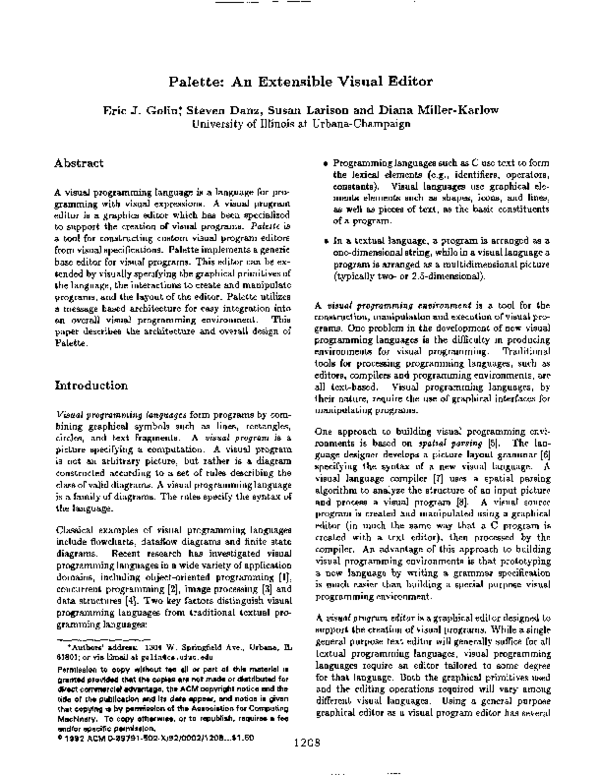 (PDF) Palette: an extensible visual editor