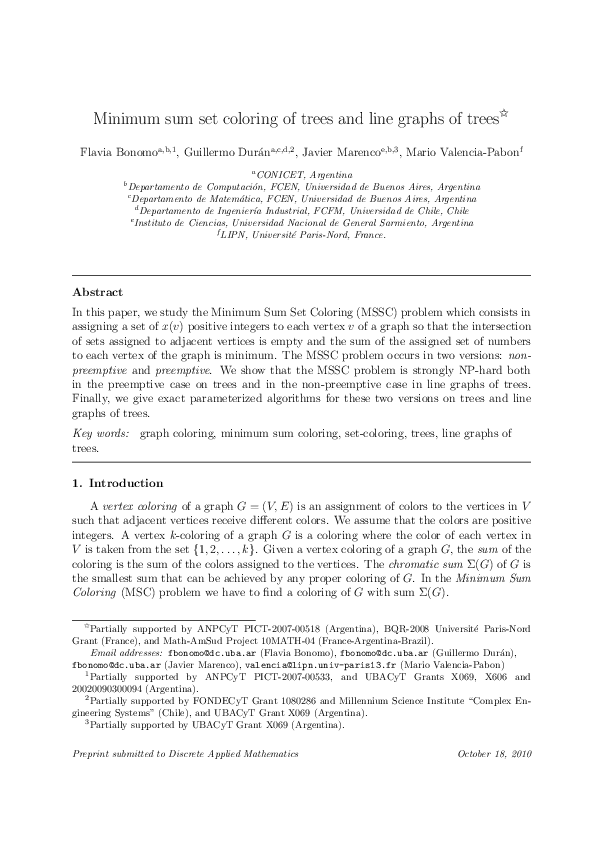 (PDF) Minimum sum set coloring of trees and line graphs of trees