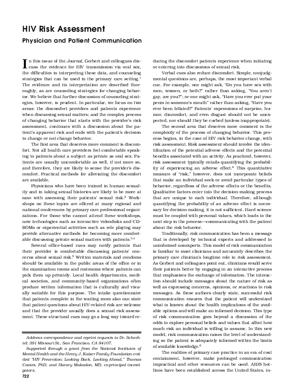 (PDF) HIV risk assessment