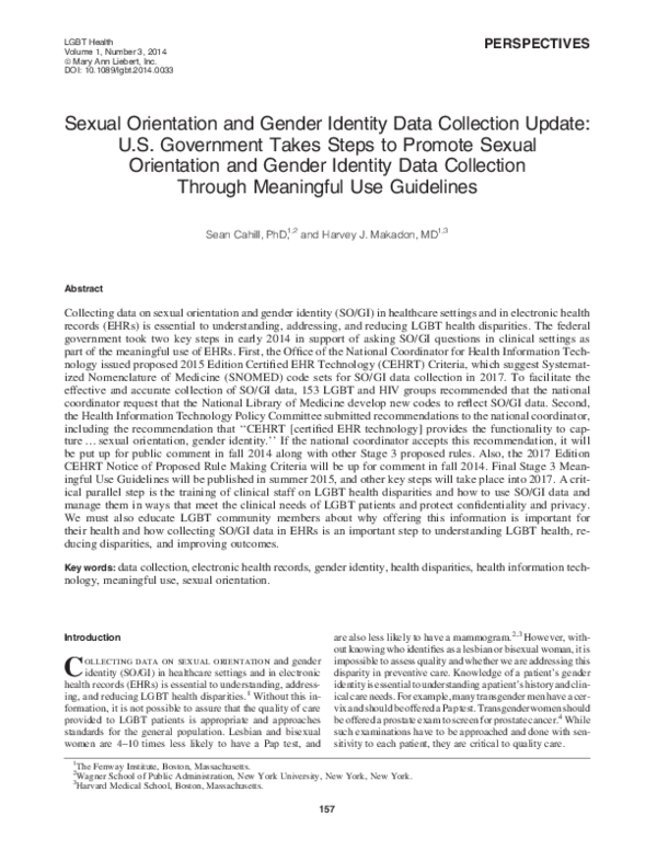 (PDF) Sexual Orientation and Gender Identity Data Collection Update: U ...