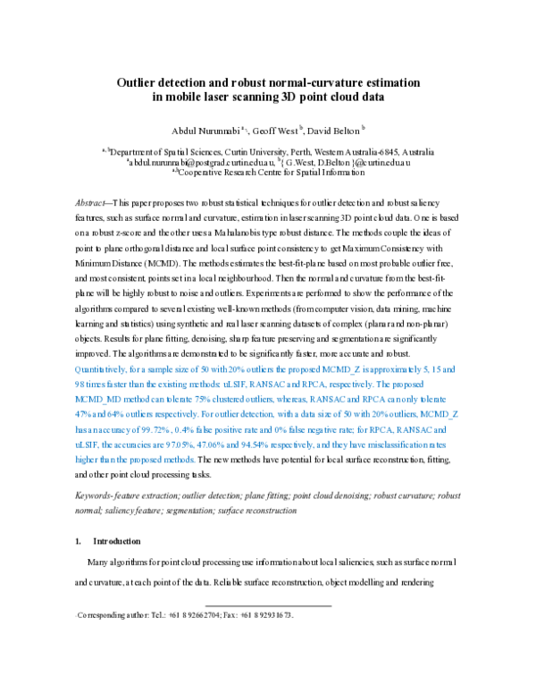 Pdf Outlier Detection And Robust Normal Curvature Estimation In