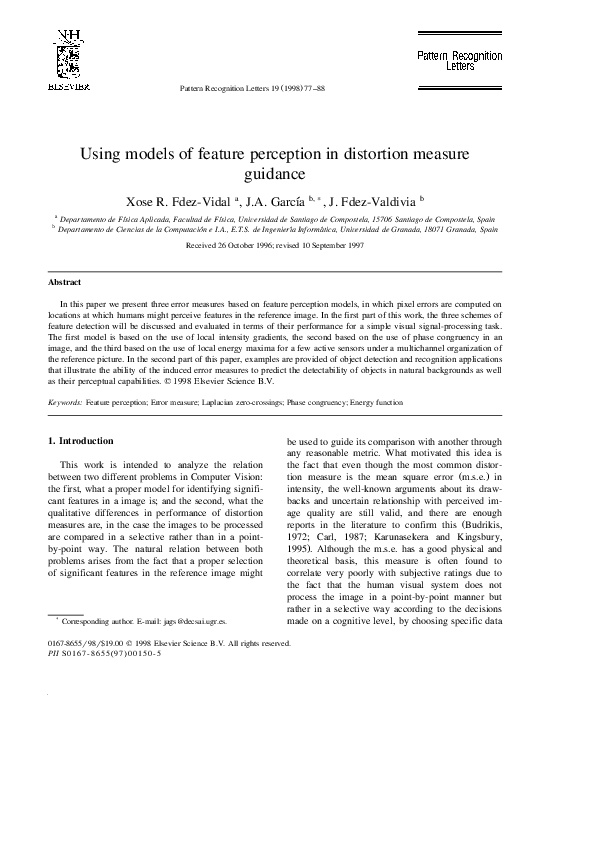 (PDF) Using models of feature perception in distortion measure guidance