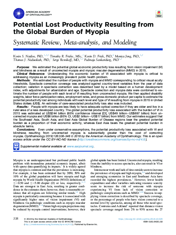 (PDF) Potential Lost Productivity Resulting from the Global Burden of ...