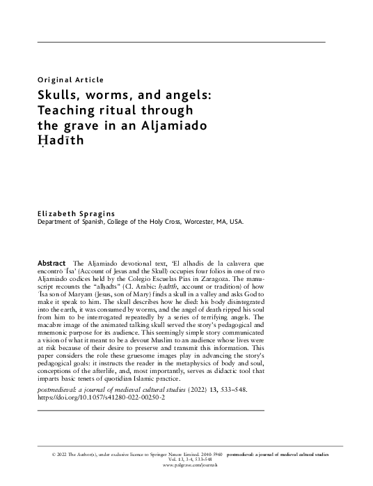 (PDF) Teaching Islamic Rituals Through an Aljamiado Hadith