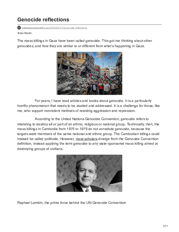 (PDF) Genocide reflections