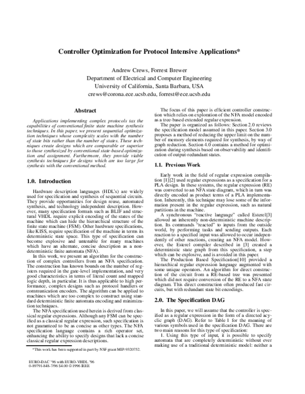 (PDF) Controller optimization for protocol intensive applications