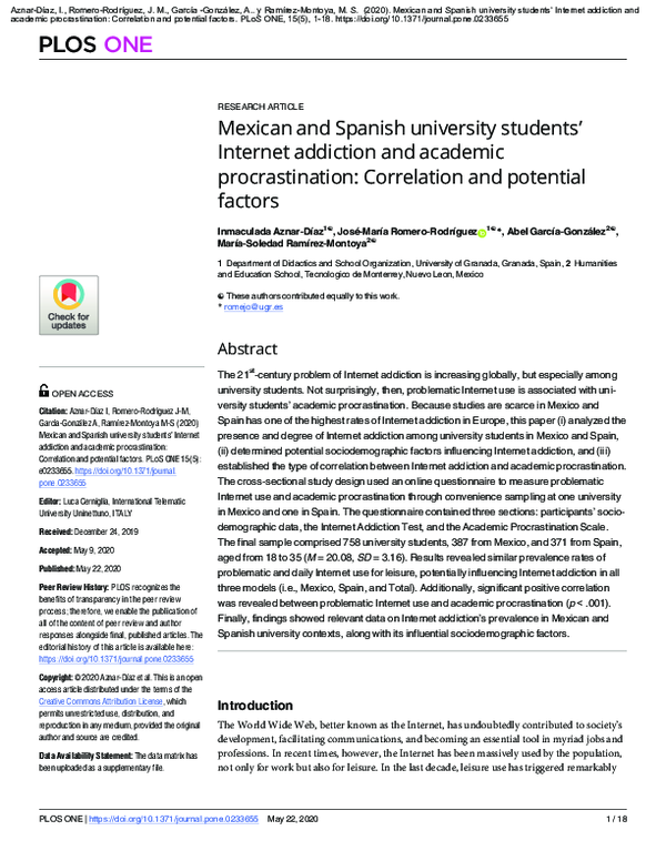 (PDF) Mexican and Spanish university students’ Internet addiction and ...