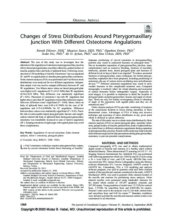 (PDF) Changes of Stress Distrubutions Around Pterygomaxillary Junction ...