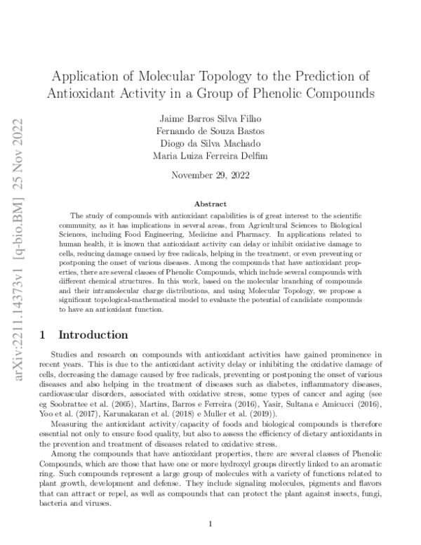 (PDF) Application of Molecular Topology to the Prediction of Antioxidant Activity in a Group of ...