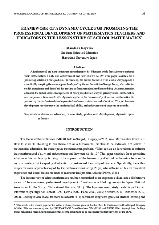 (PDF) Framework of a Dynamic Cycle for Promoting the Professional ...