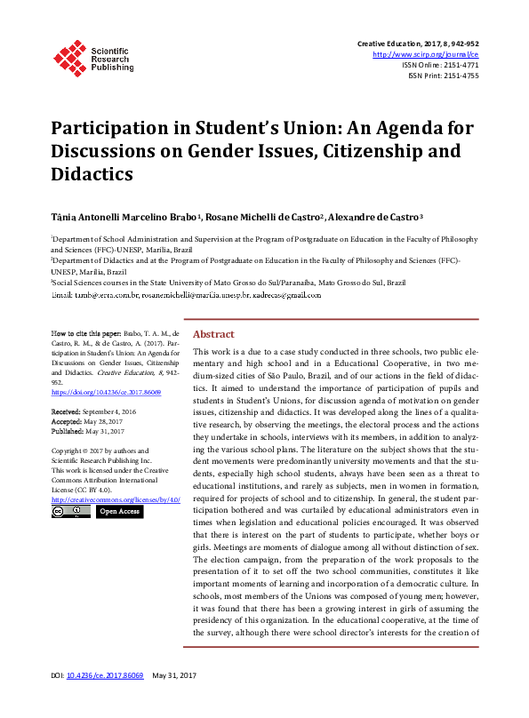 (PDF) Participation in Student’s Union: An Agenda for Discussions on ...