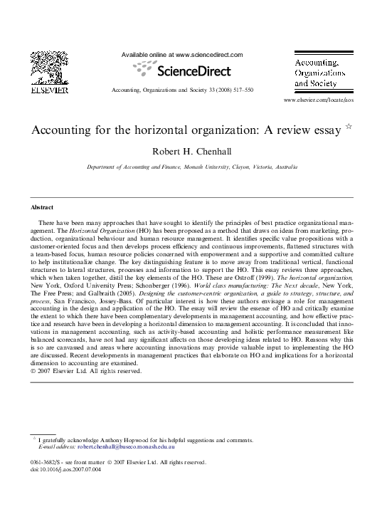 (PDF) Accounting for the horizontal organization: A review essay