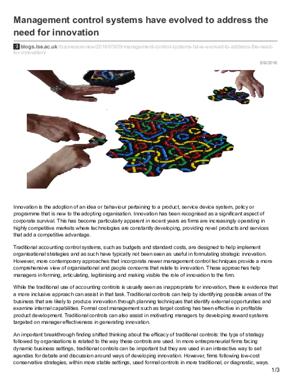 (PDF) Management control systems have evolved to address the need for ...