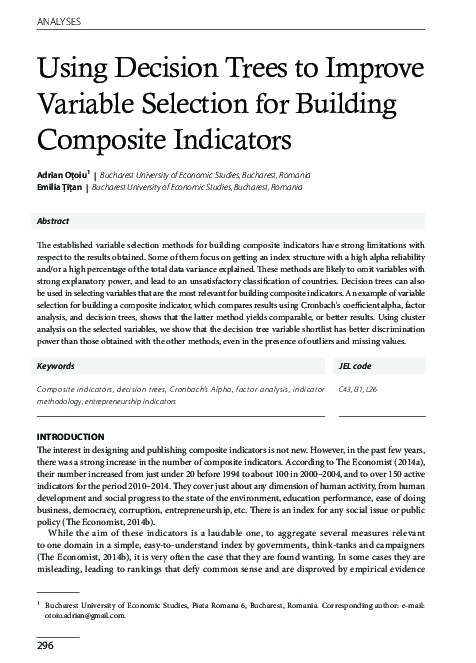 (PDF) Using the Decision Trees to Improve Variable Selection for Building Composite Indicators