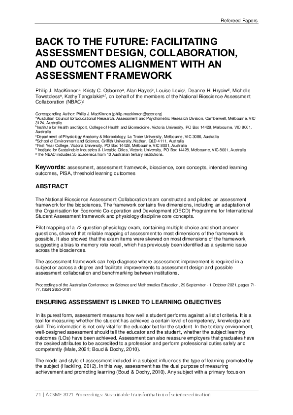 (PDF) Back to the Future: Facilitating Assessment Design, Collaboration ...