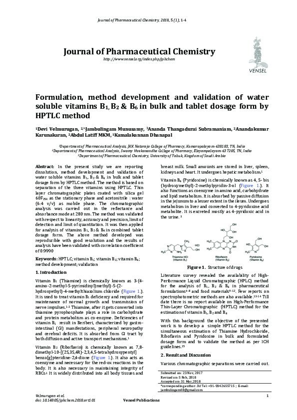 (PDF) Formulation, method development and validation of water soluble ...