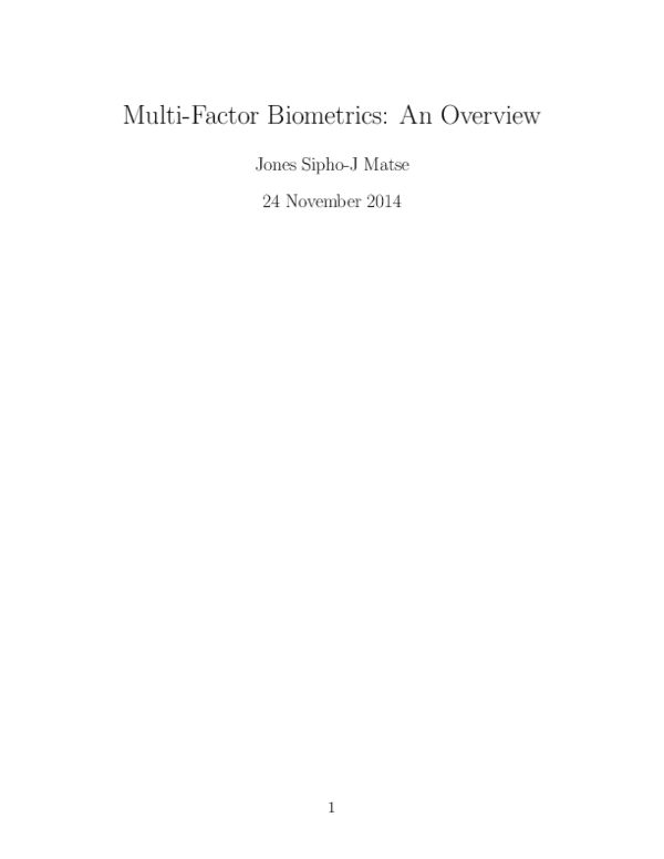 (PDF) Multi-Factor Biometrics : An Overview