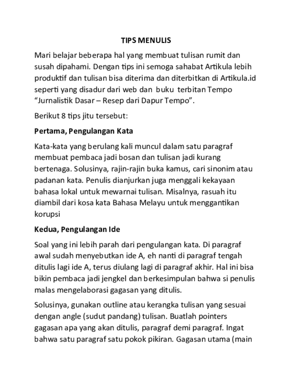 (DOC) TIPS MENULIS