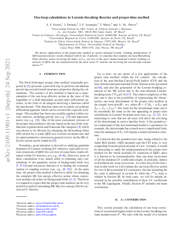 (PDF) One-loop calculations in Lorentz-breaking theories and proper-time method | Tiago Mariz ...